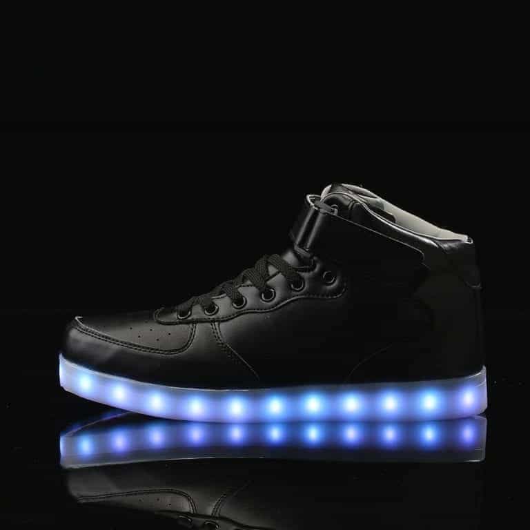 LED Shoes Mens Black High Top Remote