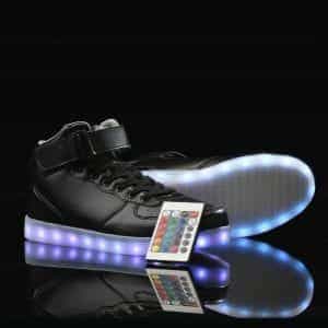 LED Shoes Mens Black High Top Remote