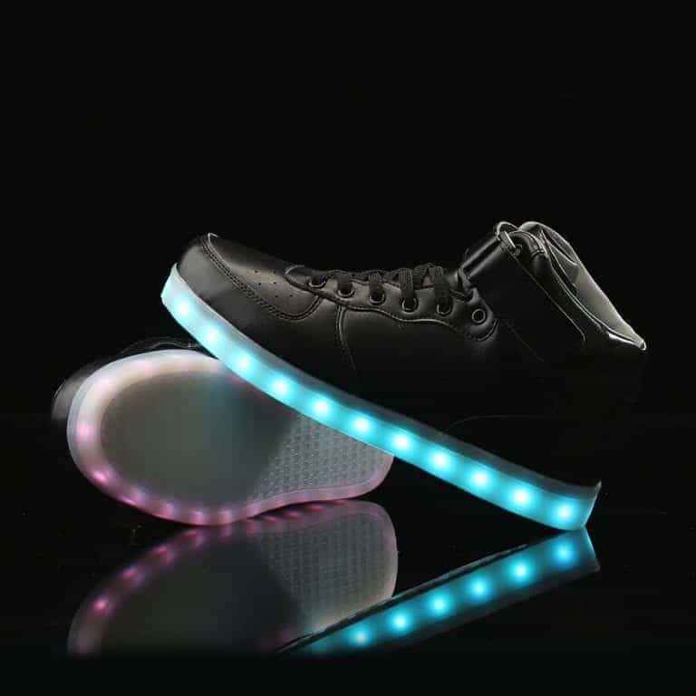 LED Shoes Women Black High Top Remote