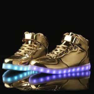 LED Shoes Kids High Top Gold Remote