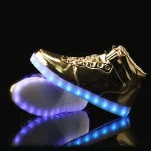 LED Shoes Kids High Top Gold Remote