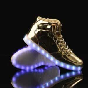 LED Shoes Kids High Top Gold Remote