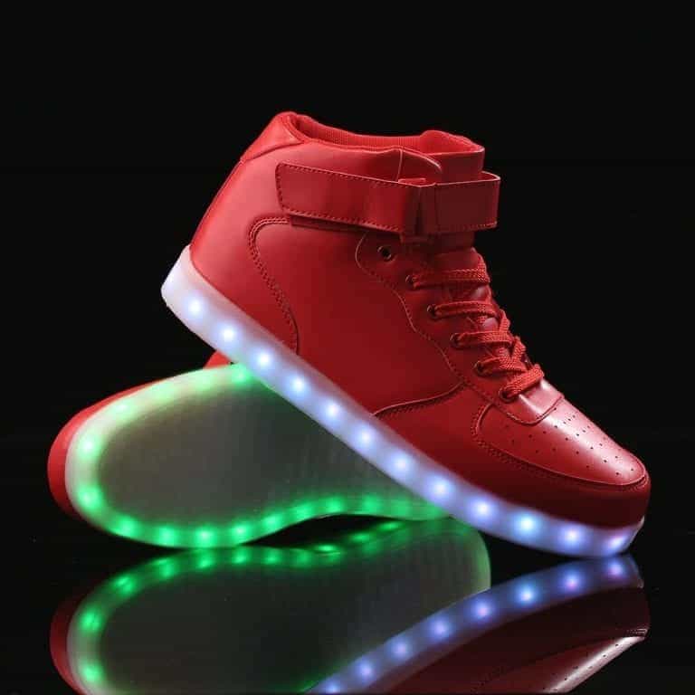 LED Shoes Mens Red High Top Remote