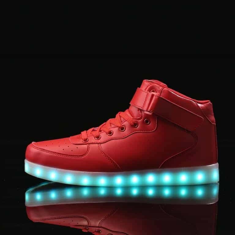 LED Shoes Mens Red High Top Remote