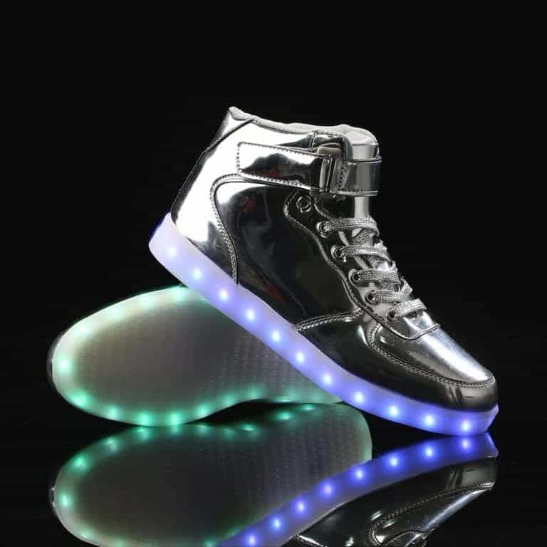 LED Shoes Mens Silver High Top Remote