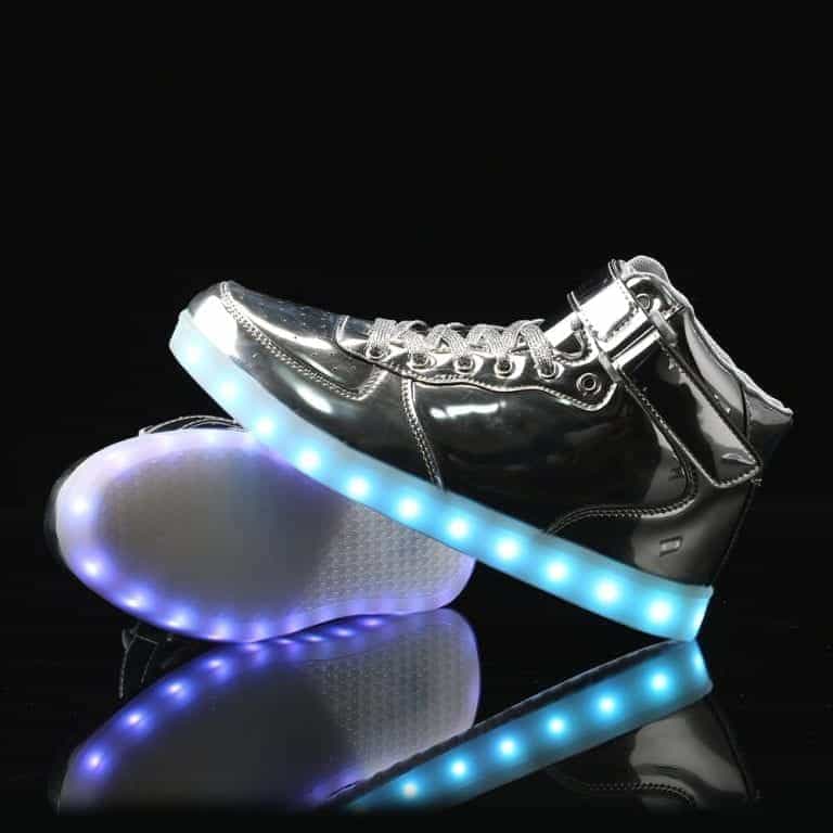 LED Shoes Mens Silver High Top Remote