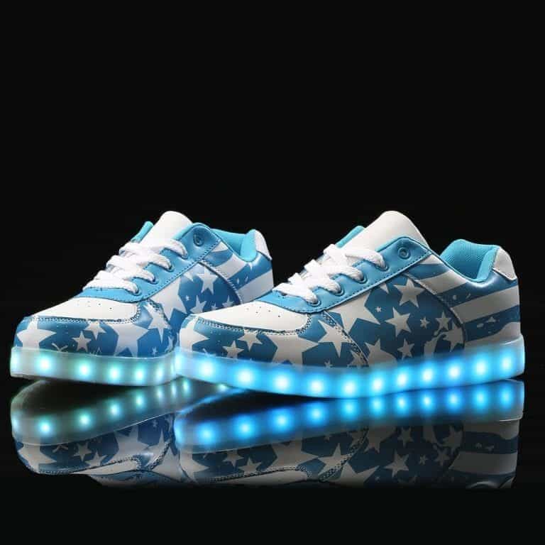 LED Shoes Women Blue Stars Low Top