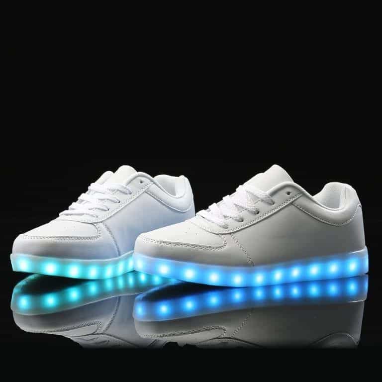 LED Shoes Mens White Low Top Remote