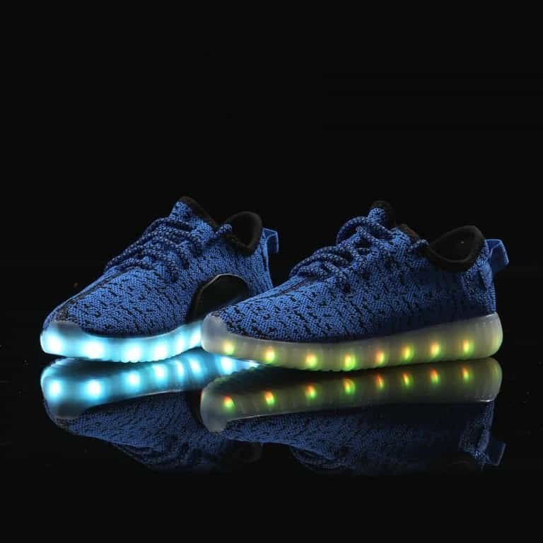 Bright LED Light Up Trainers Blue Kids Remote