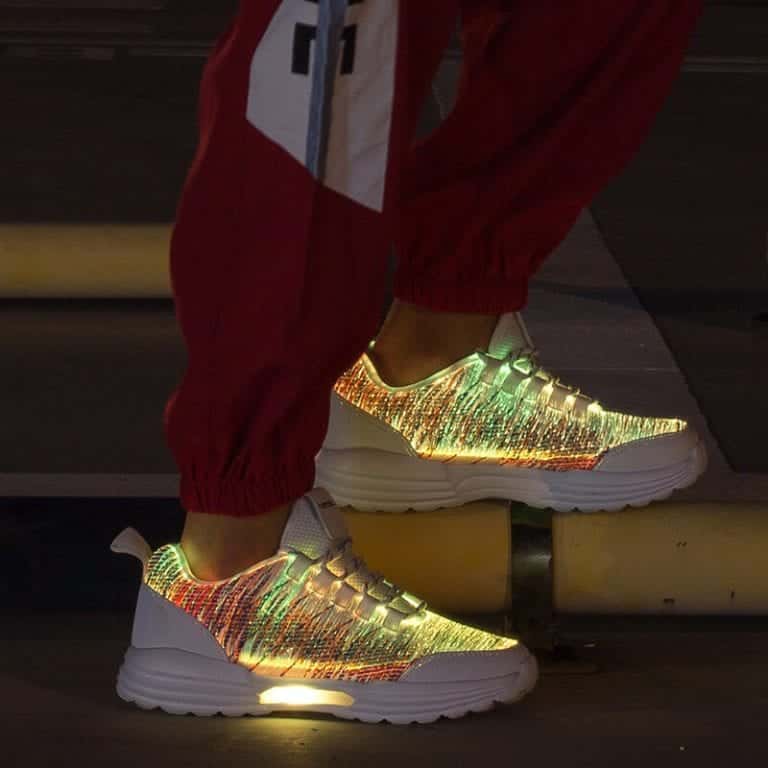 LED Shoes Mens White Fiber runners